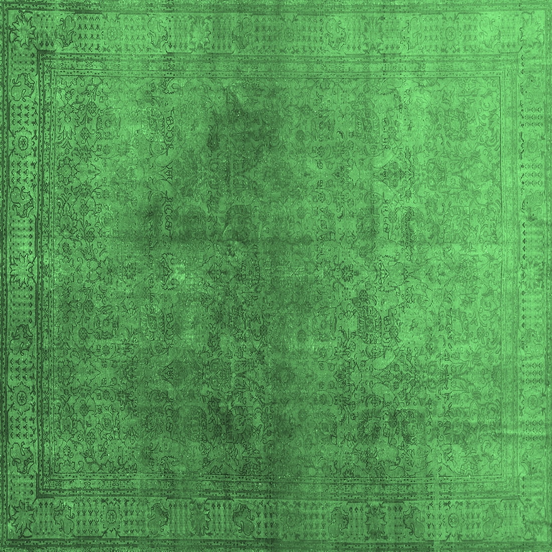 Ahgly Company Indoor Square Persian Emerald Green Bohemian Area Rugs, 4 ...