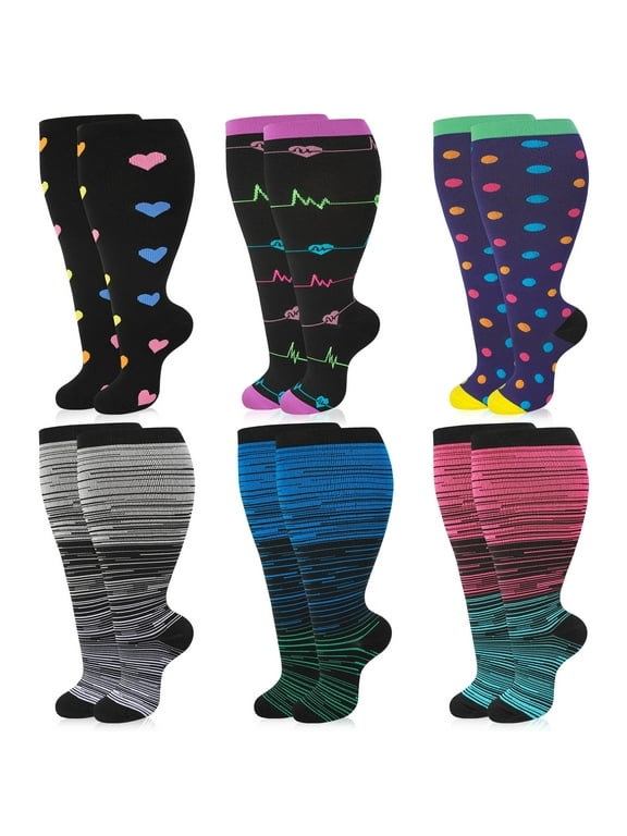 Compression Socks for Women & Men Circulation (3 Pairs) 15-20 mmHg is ...