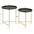 Kate and Laurel Ulani Modern Nesting Side Table, Set of 2, Black and Gold, Sophisticated Glam ...