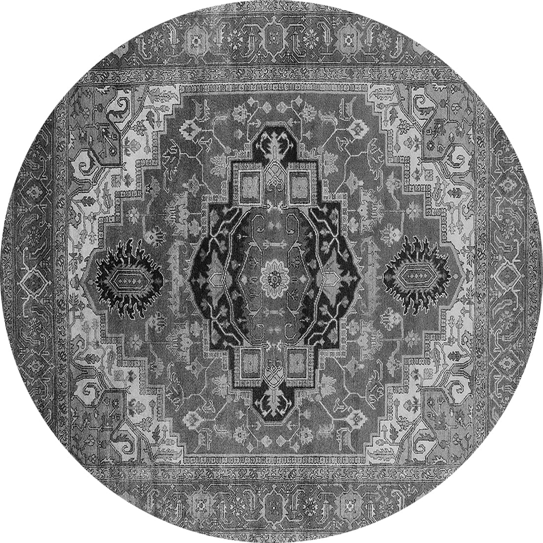 Ahgly Company Indoor Round Persian Gray Traditional Area Rugs, 5' Round ...