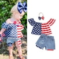 Coerni Toddler Girl 4th of July Outfits American flag Off Shoulder Tops ...