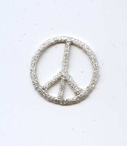 Small/Mini - Metallic Silver Peace Sign - Iron on Applique/Embroidered ...