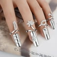 8 Pack Silver Nail Rings Rhinestones Fingernails Rings Fashion Retro ...