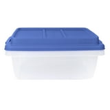 Hefty, 18 Quart Clear Storage Bin, Latched Storage Container, with Blue ...