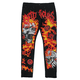 GFTD LA Los Angeles Men's Chrome Fur Skinny Fit Painted Fire Skull Distressed Jeans (36, Black ...