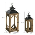 HOMCOM 2-Pack Large Rustic Lanterns, Wooden Metal, Indoor/Outdoor ...