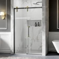 44-48" x 76" Frameless Shower Sliding Door Black Gold Easy Clean Fixed ...