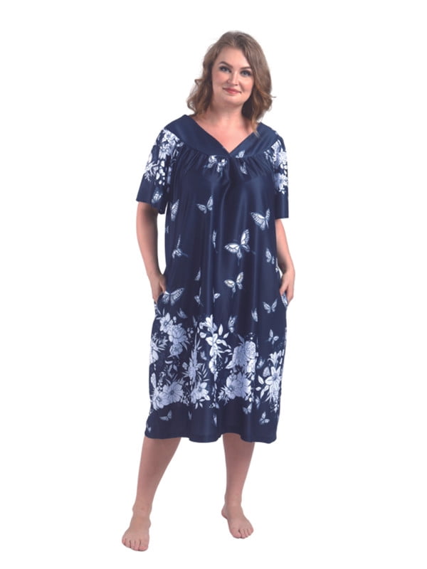 FEREMO Plus Size Nightgowns Womens House Dress With Pockets Short ...