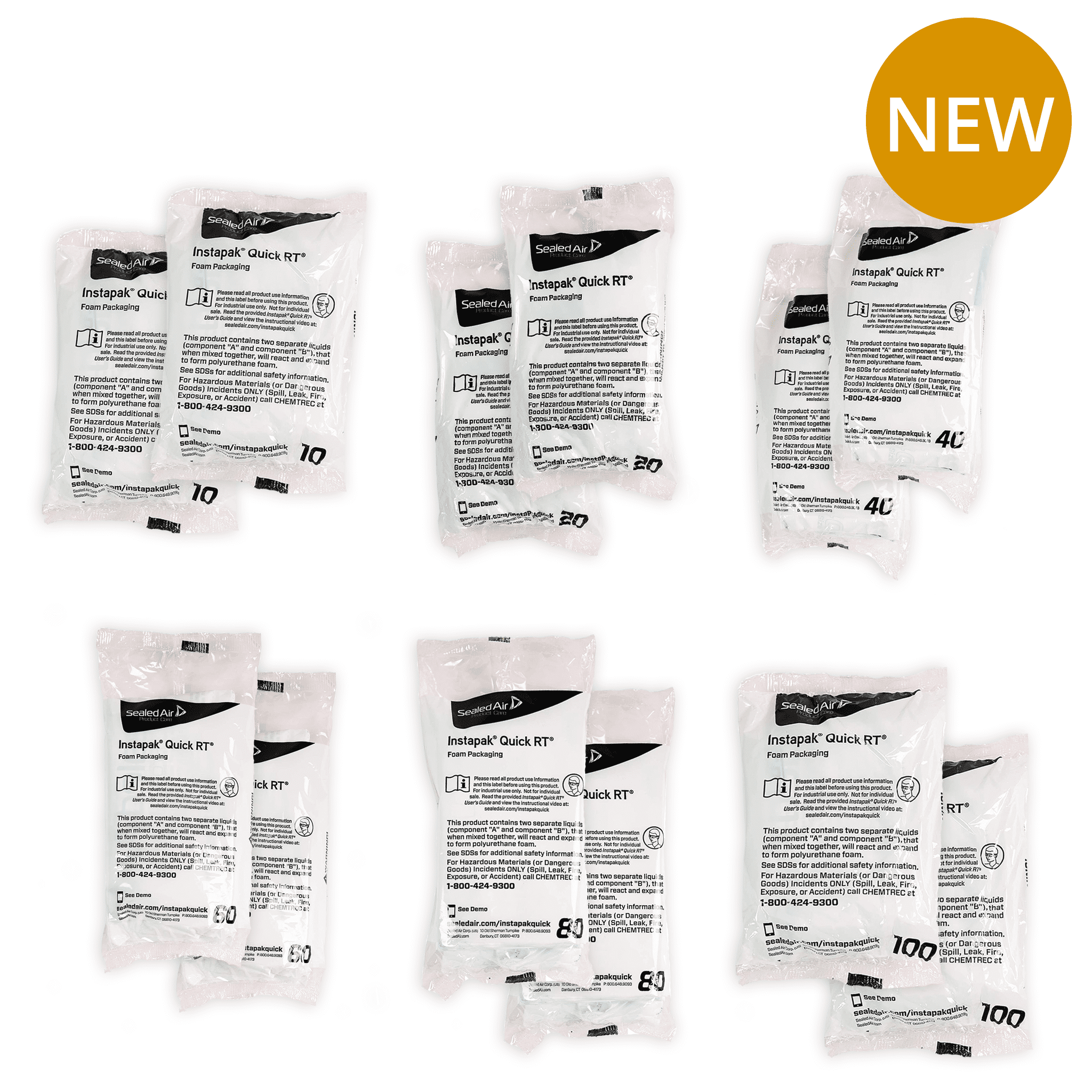 Sealed Air Instapak-Variety Pack – Includes 2 of Each Size: #10, #20 ...