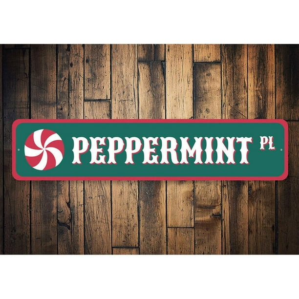 Peppermint Place Christmas Novelty Sign, Metal Wall Decor - 4x18 inches ...