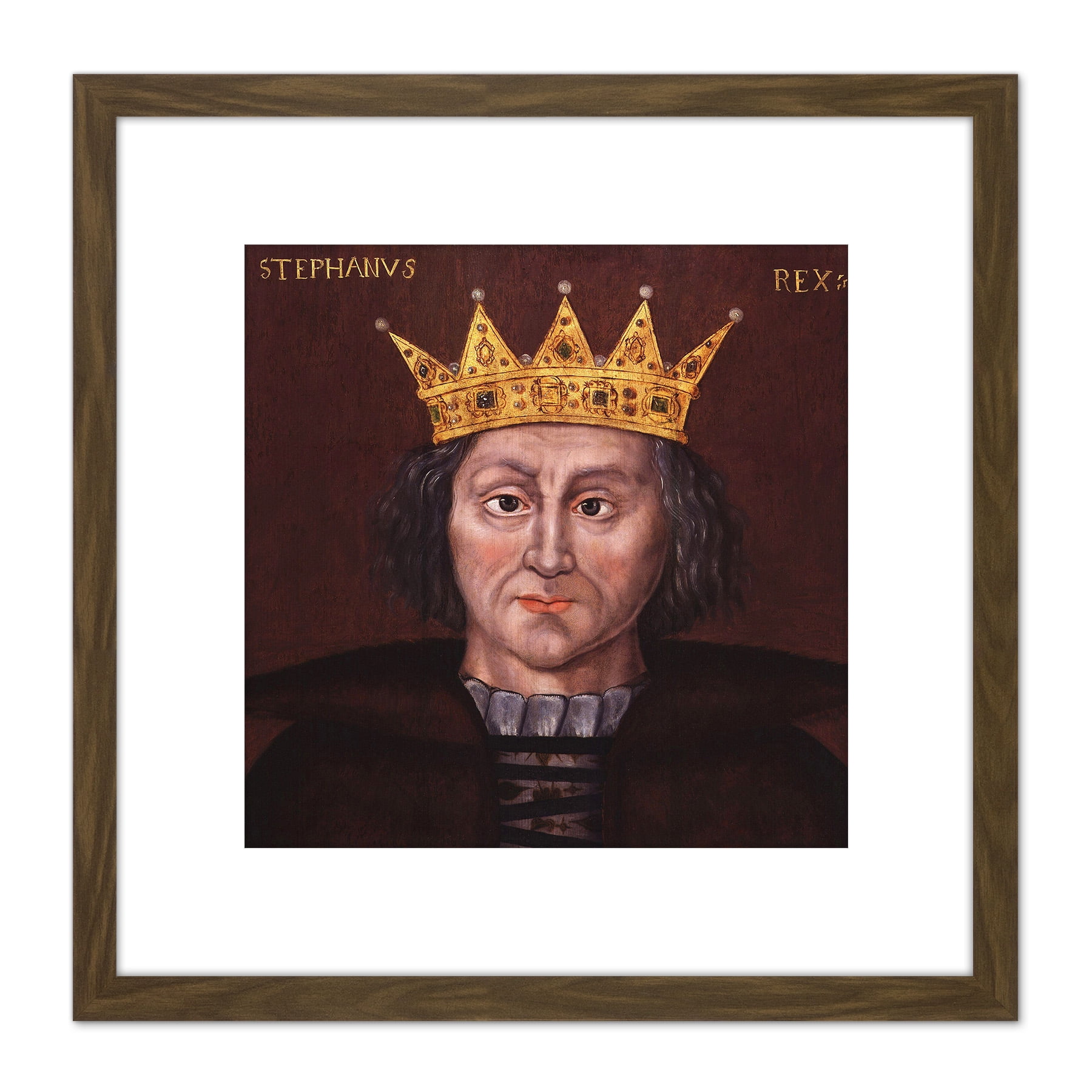Anonymous Portrait King Sephen England Painting 8X8 Inch Square Wooden ...