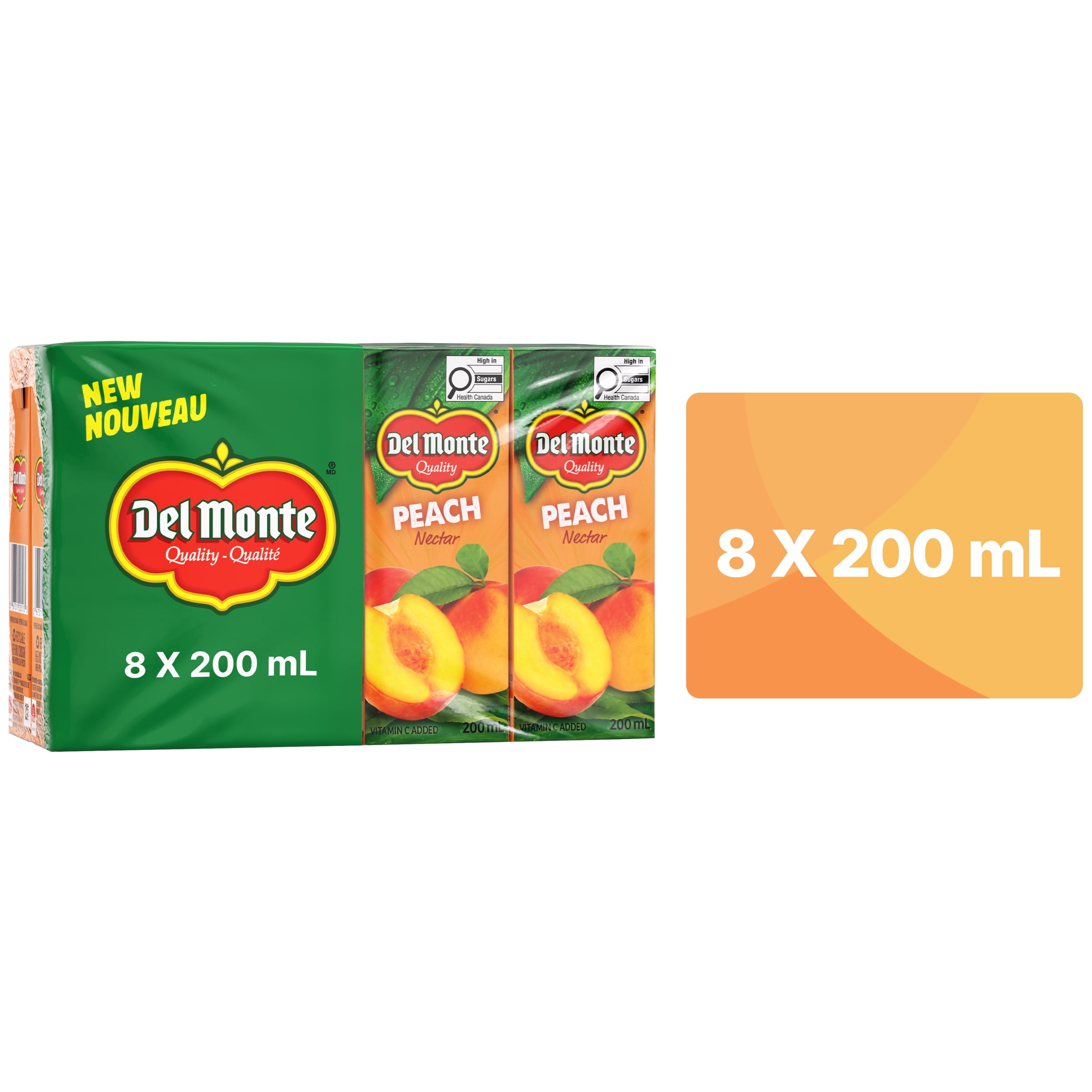 Del Monte Peach Nectar Juice Boxes 8 x 200 ml - Walmart.ca