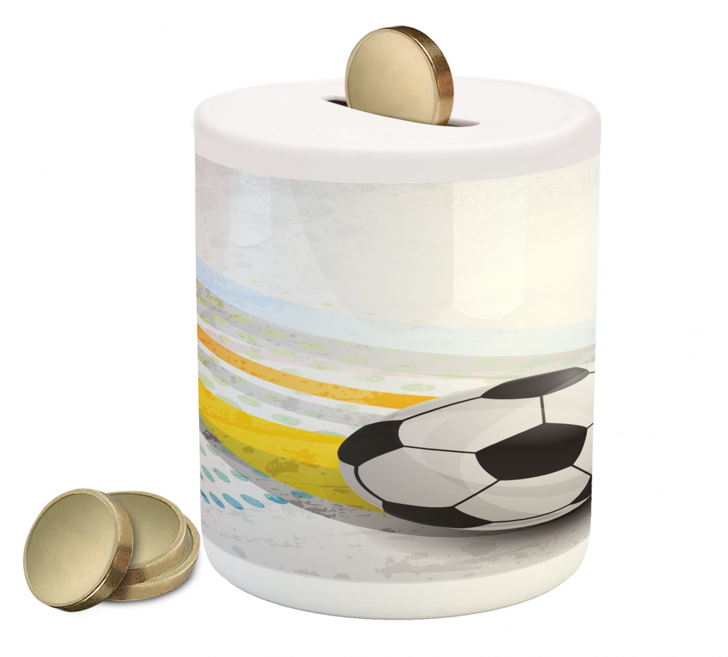 Teen Room Piggy Bank, Soccer Background with Football Colorful Lines ...