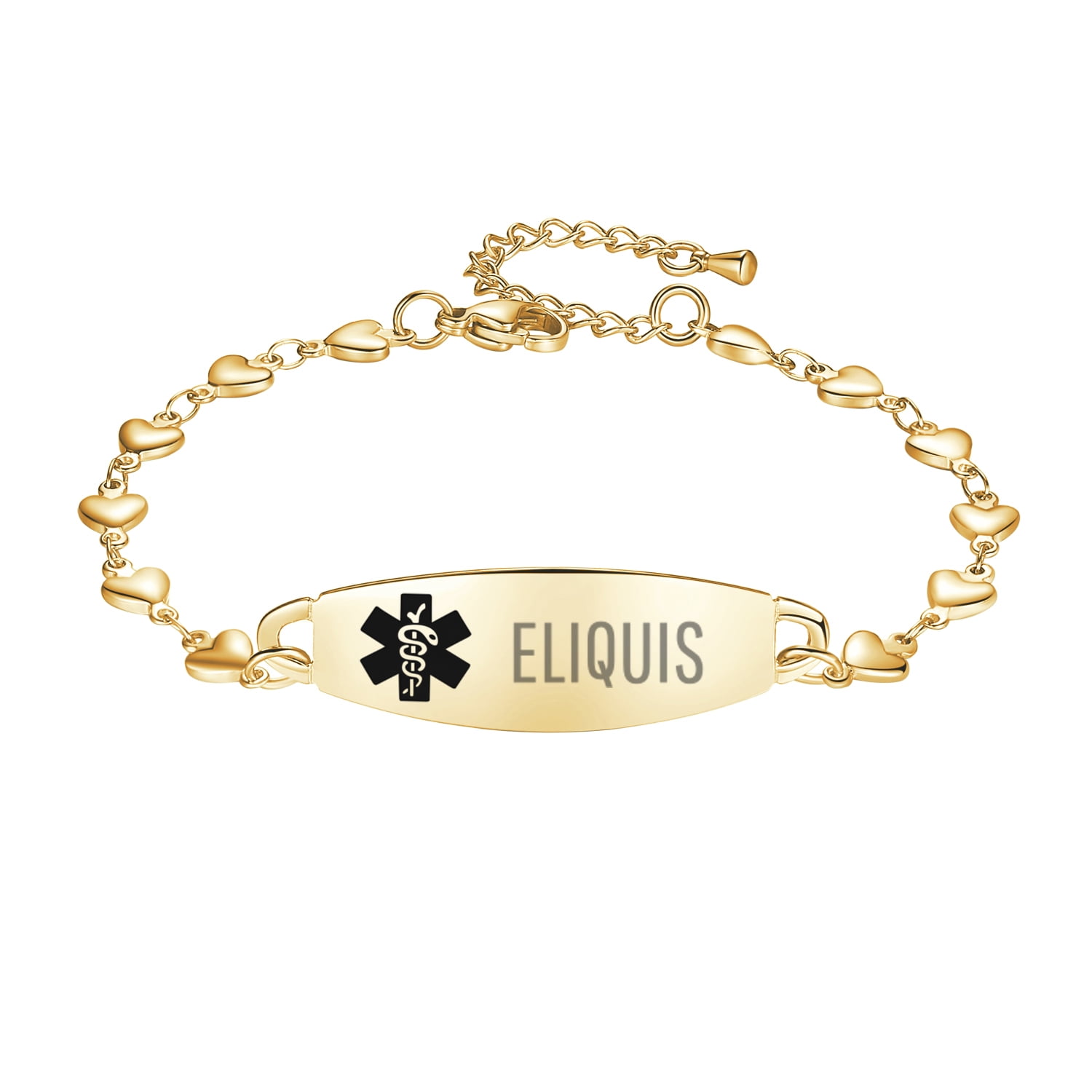 Linnalove Fashion Gold Heart Medical Alert Bracelets for Women Eliquis ...