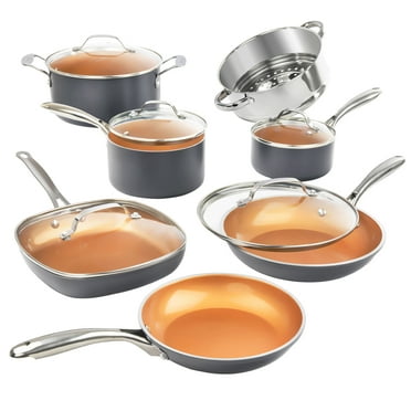 Tasty Cast Aluminum Cookware Set with Smart Heat Base, Dishwasher Safe ...