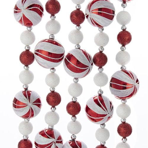 6 Foot Glitter Candy Cane Ball Christmas Garland - Walmart.com ...