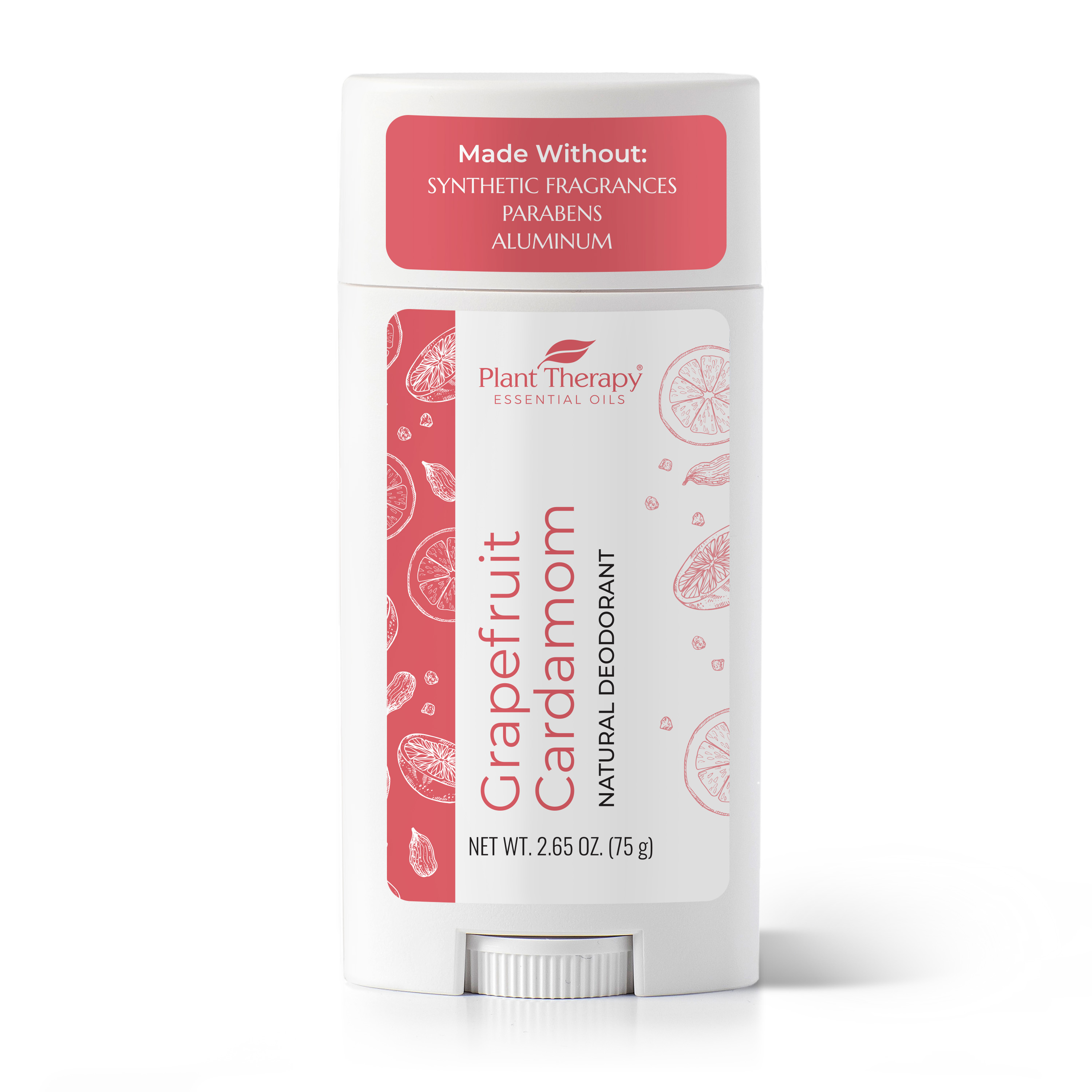 Plant Therapy Grapefruit Cardamom Natural Deodorant for Men & Women 2.65 oz Aluminum Free ...