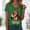 felwors Women's V-Neck Graphic Tee with Funny Chicken Print, "I'm The ...