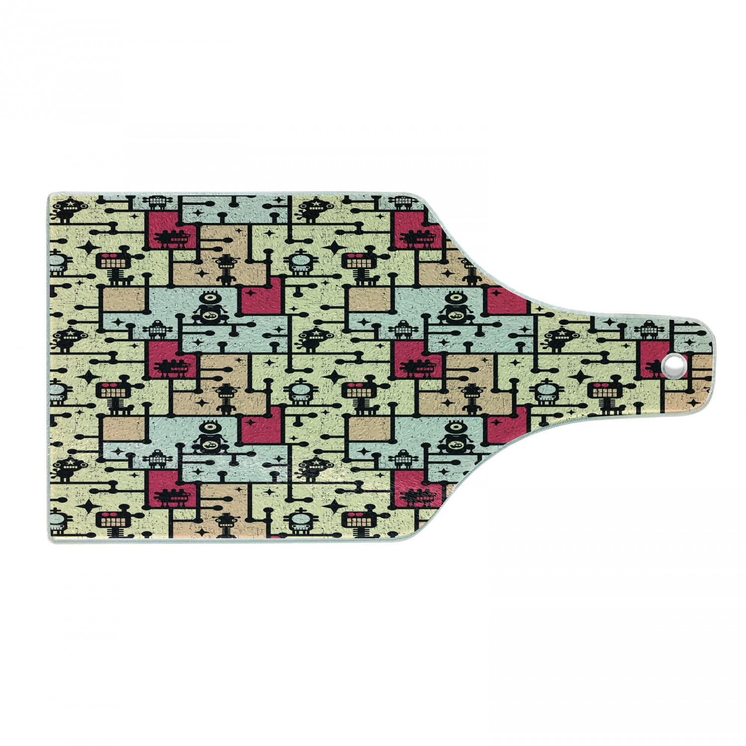 Space Cutting Board, Geometric Grid Design with Stripes Dots Retro ...