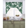 Dark Green Monstera Swag Curtains for Kitchen Tropical Summer Botanical ...