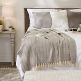 DII 60x50" Modern Cotton Diamond Throw with Decorative Fringe in Gray ...