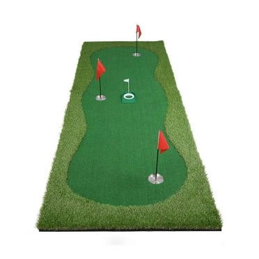 Indoor/Outdoor Putting Green Mat with 3 Holes, Stainless Steel Cups ...