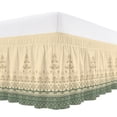 Abstract Floral Stem Bed Skirt 18 Inch Drop, Vintage Traditional Beige ...
