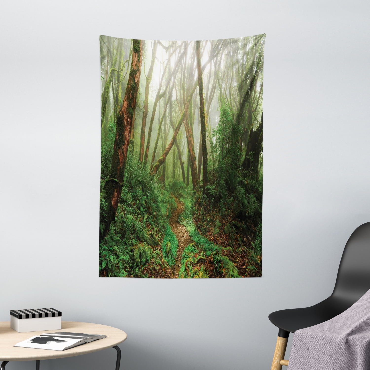 Farm House Decor Wall Hanging Tapestry, Spooky Tropical Exotic Fog ...