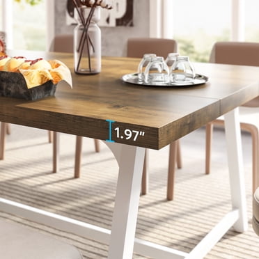 Tribesigns 70.87in Rectangular Wood Dining Table for 8, Metal Frame ...