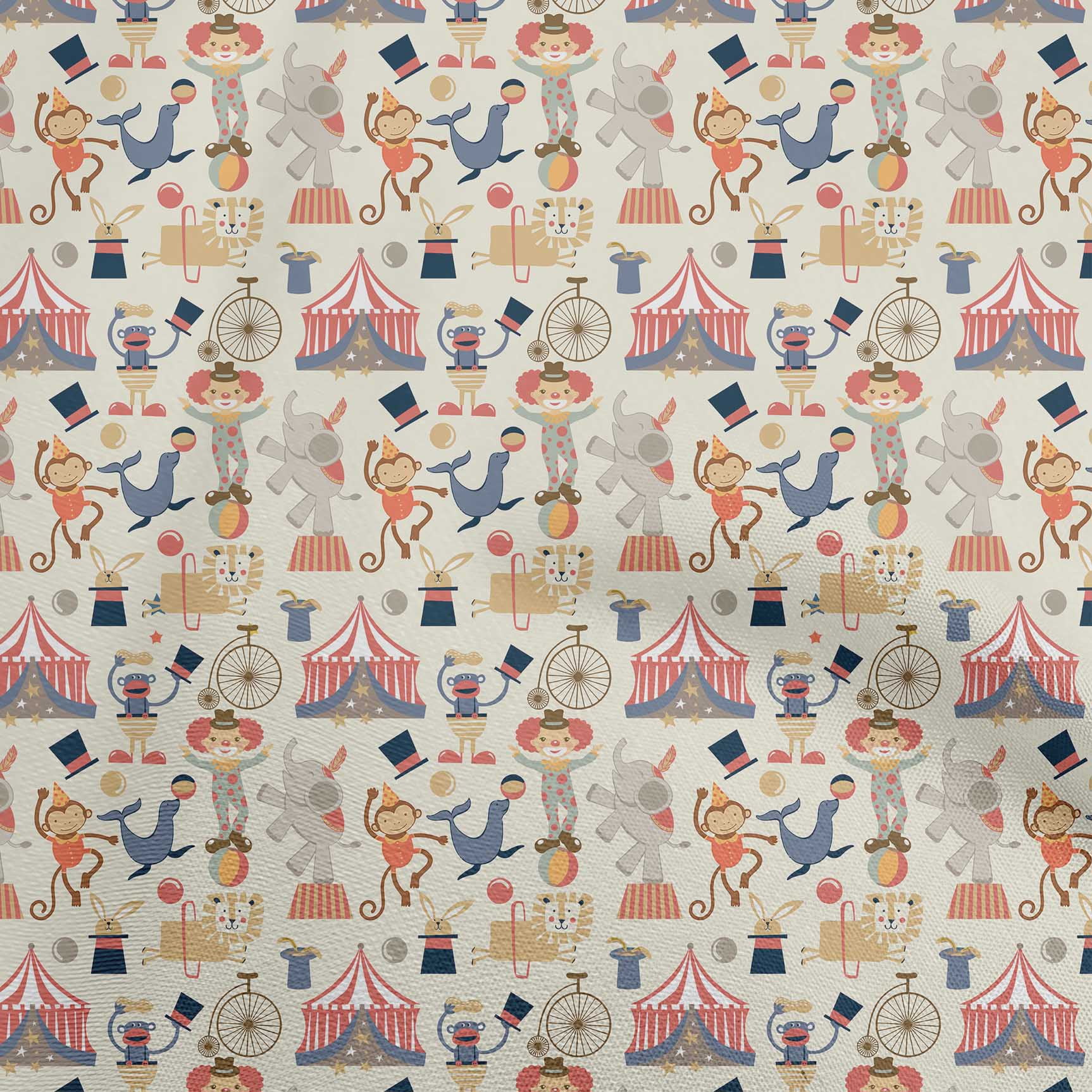 oneOone Viscose Jersey Beige Fabric Circus Dress Material Fabric Print ...