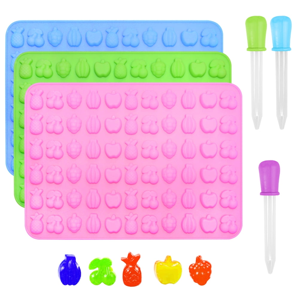 YuCool 3 Pcs 66-Cavity Fruit Snack Mold with 3 Pcs Extra Droppers for ...