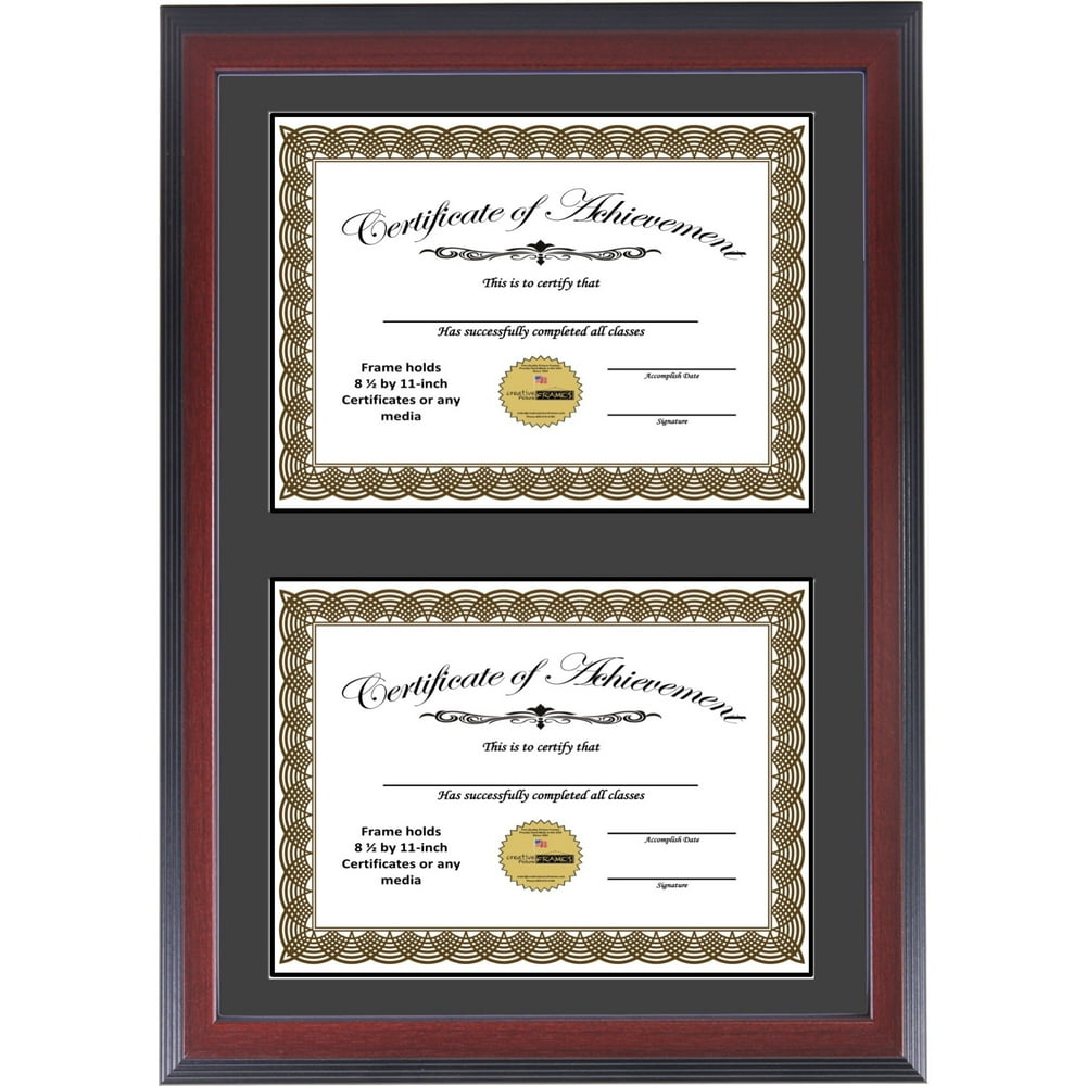 CreativePF [14x20.5mh-w] Mahogany Finish Double Diploma Frame Holds Two ...