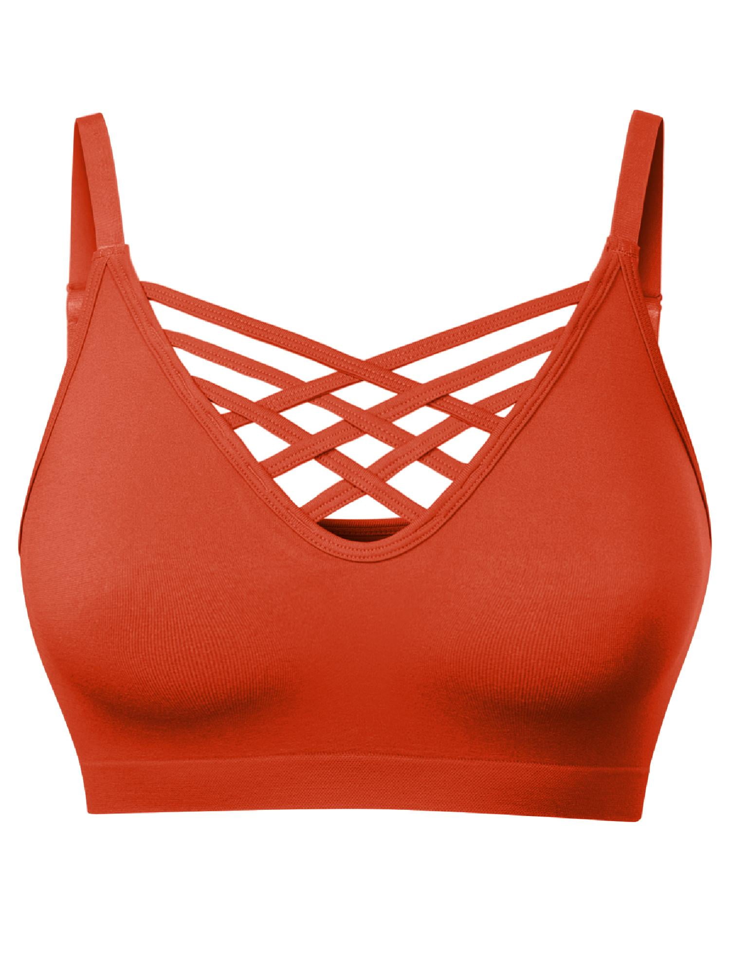 Made by Olivia Women's Front Triple Crisscross Seamless Removable Pad ...