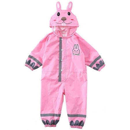 Kids Raincoat One Piece Rain Suit Reflective Rain Jacket Hooded ...