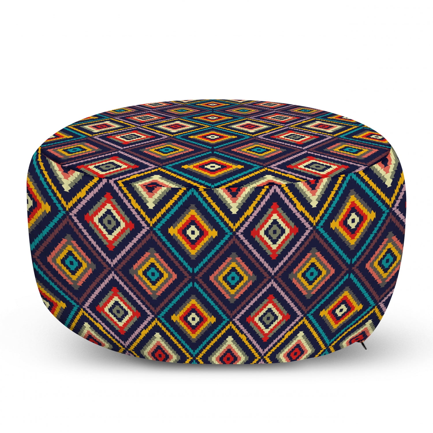 Abstract Pouf Cover with Zipper, Geometric Illustration Along Colorful ...