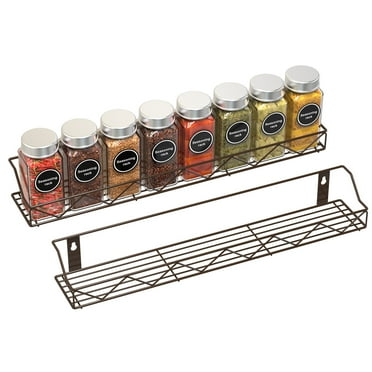 Large and Wide Wall-mounted Spice Storage Rack, 2-Pack in Brown ...