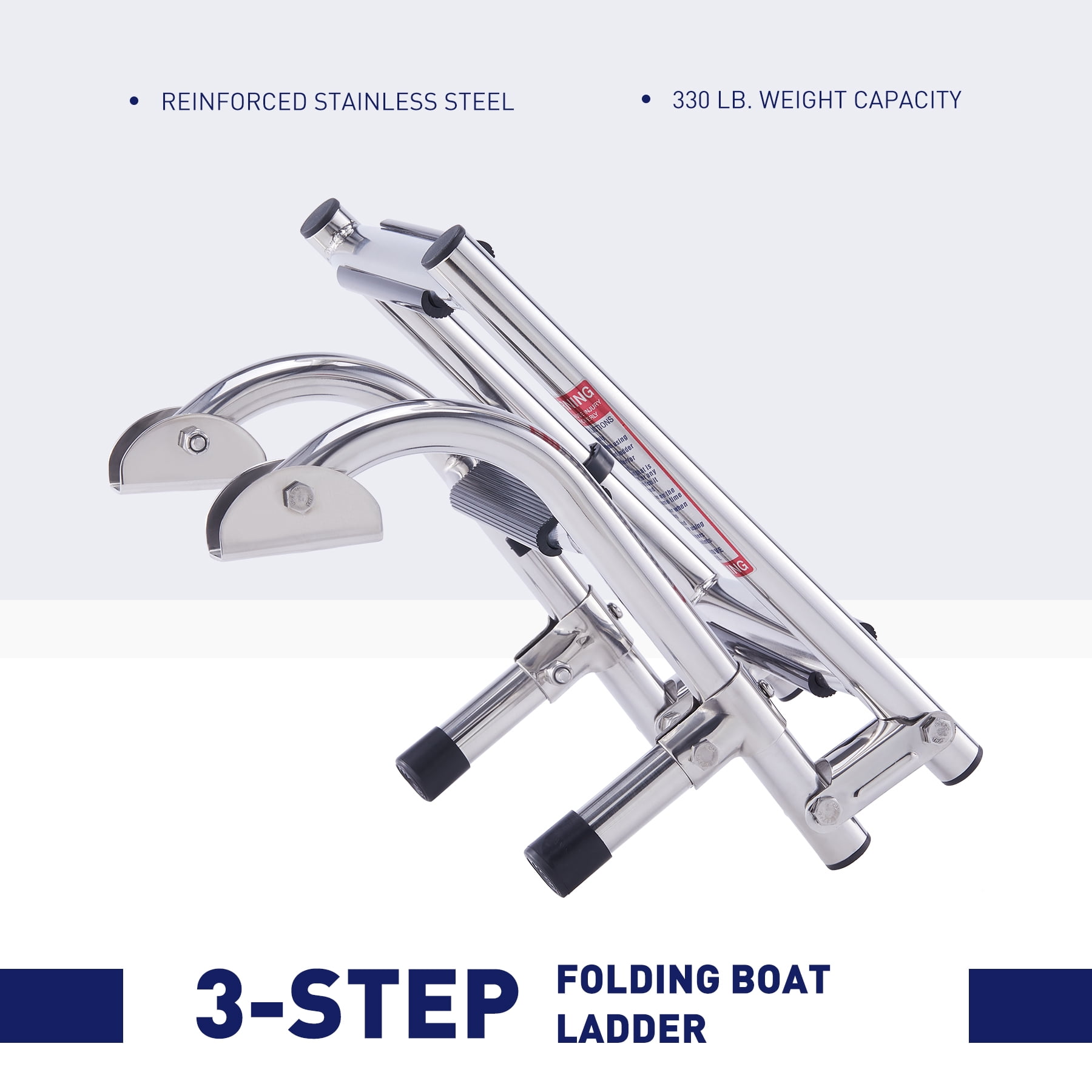 3 Step Foldable Boat Ladder with Mounts for Ship Pool Pontoon Dock More ...