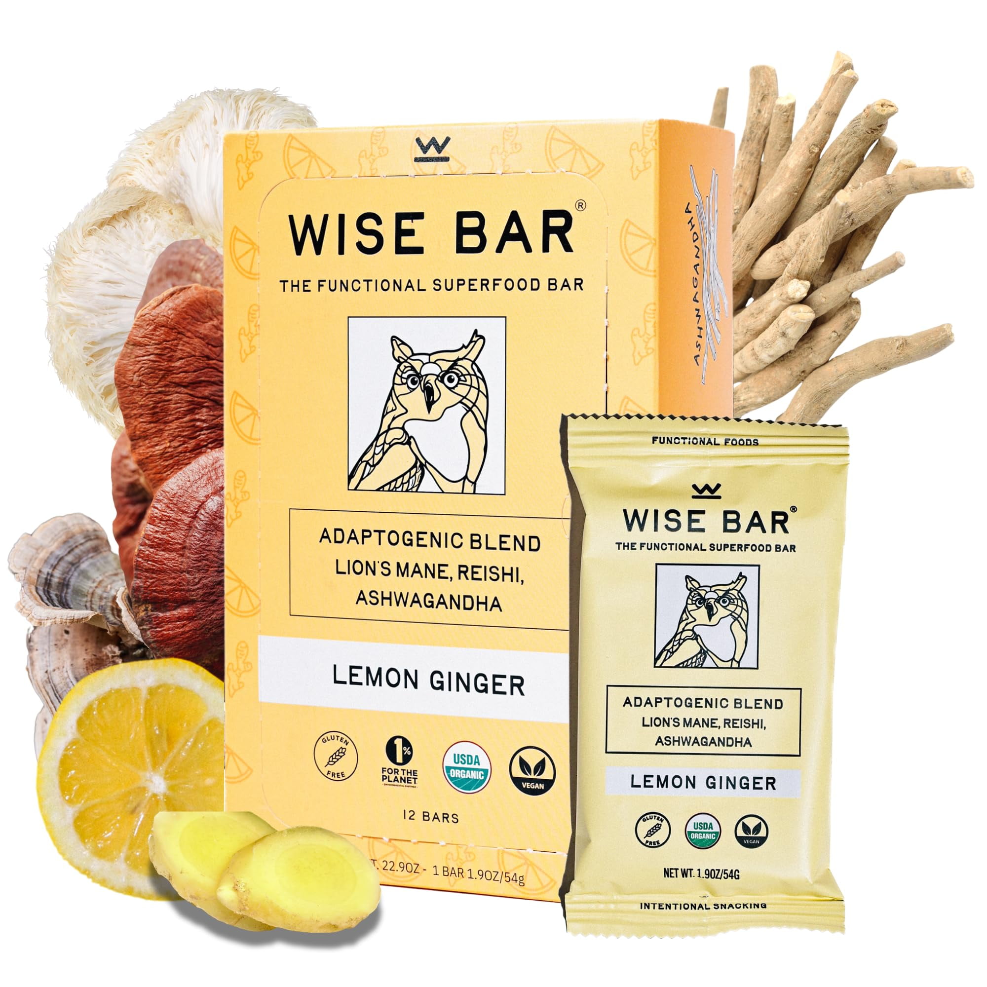 Hongos adaptógenos Wise Bar de Nutrition Bars con sabor a reishi ...