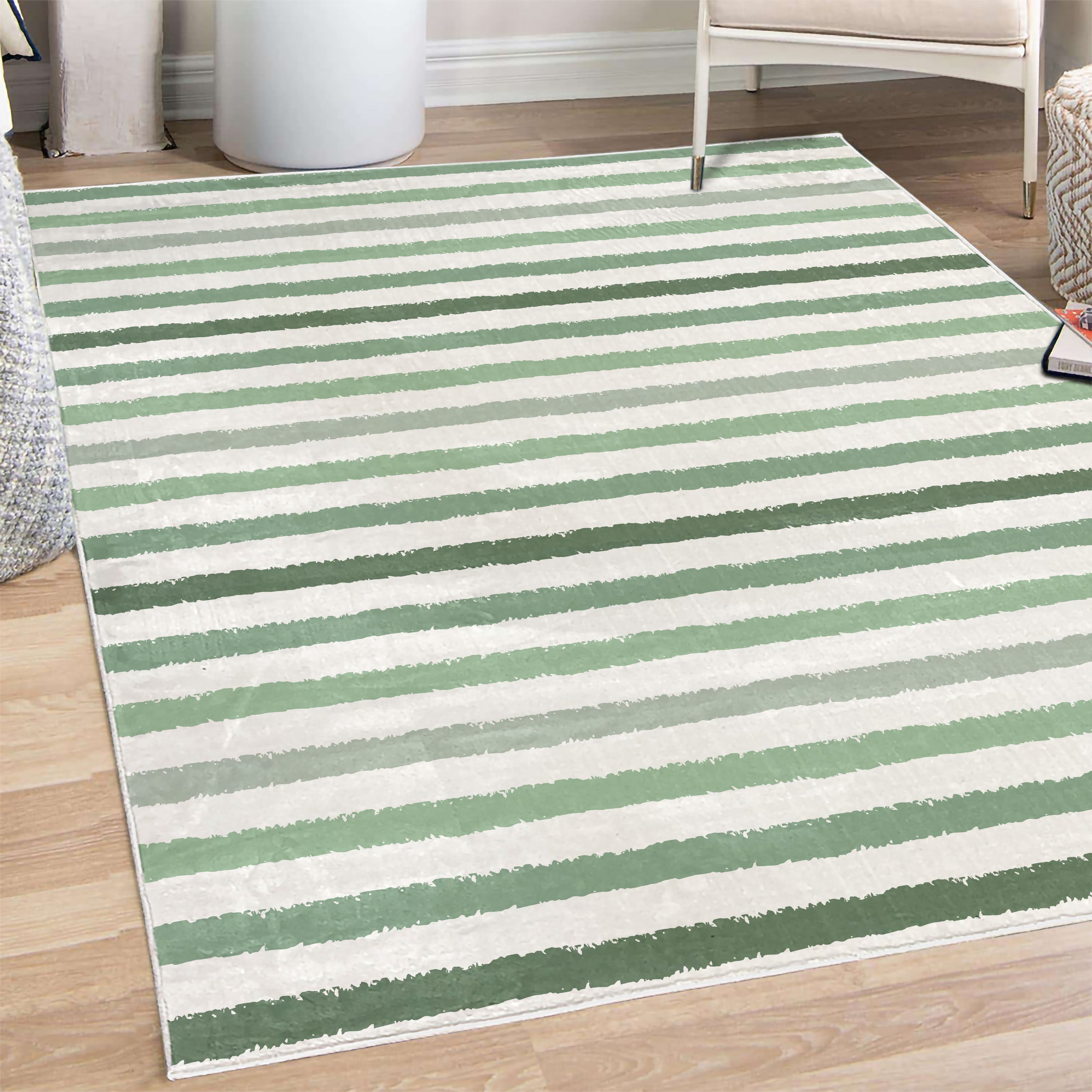Striped Decorative Rug, Geometric Colorful Tone Brush Style Lines ...