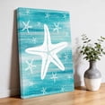 Aqua Nautical Starfish Canvas Wall Art for Living Room, Coastal Modern ...