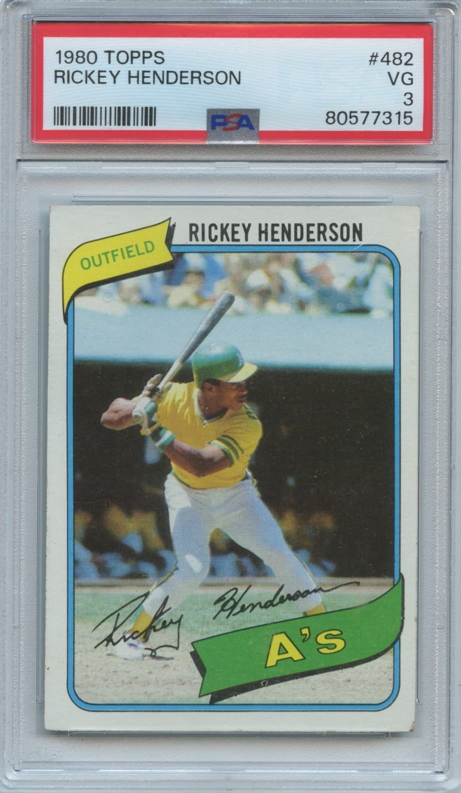 1980 Topps Rickey Henderson #482 [Base] Rookie Base Set PSA 3 - Walmart.com