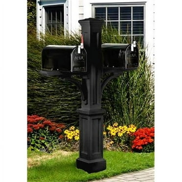 Salsbury Industries 4874BLK Deluxe Mailbox Post 2 Sided for 4 Mailboxes ...