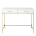 OSP Home Furnishings Alios Desk with White Gloss Finish and Gold Chrome ...