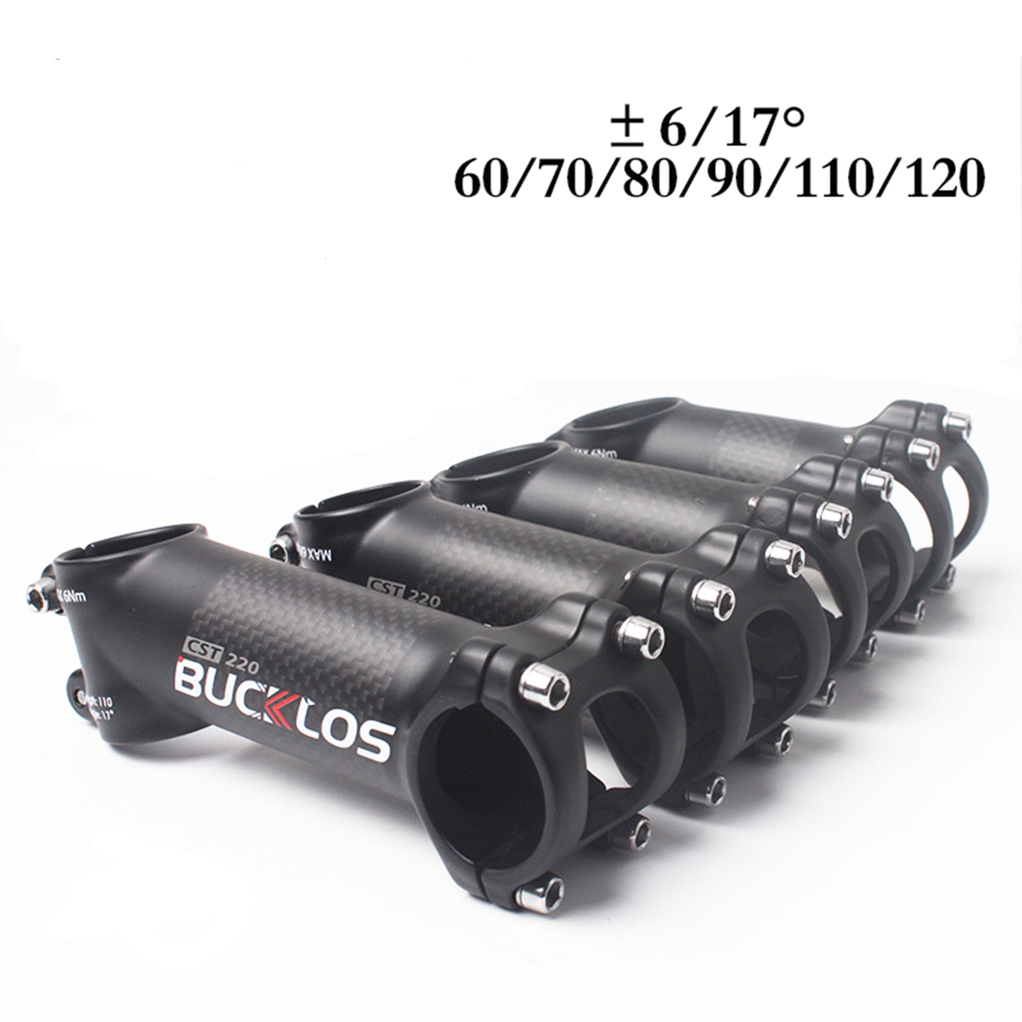 BUCKLOS Road Bicycle Stem Carbon Fiber/Aluminum 17 Degree 60/70/80/90 ...