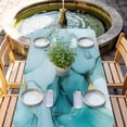 Abstract Marble Texture Fitted Rectangle Tablecloth 24" x 50" Teal ...