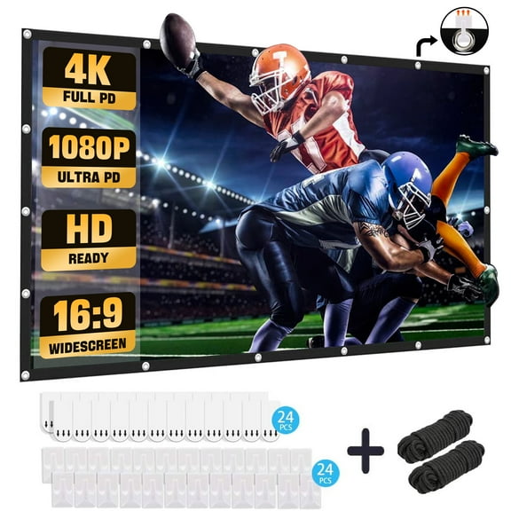 onn 120" Portable Indoor/Outdoor 16:9 Wall-Mounted Theater Projection ...