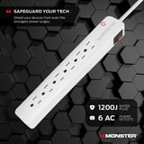 Monster Surge Protector, 6 Grounded Outlets, 15FT Extra Long Cord, 1200 ...