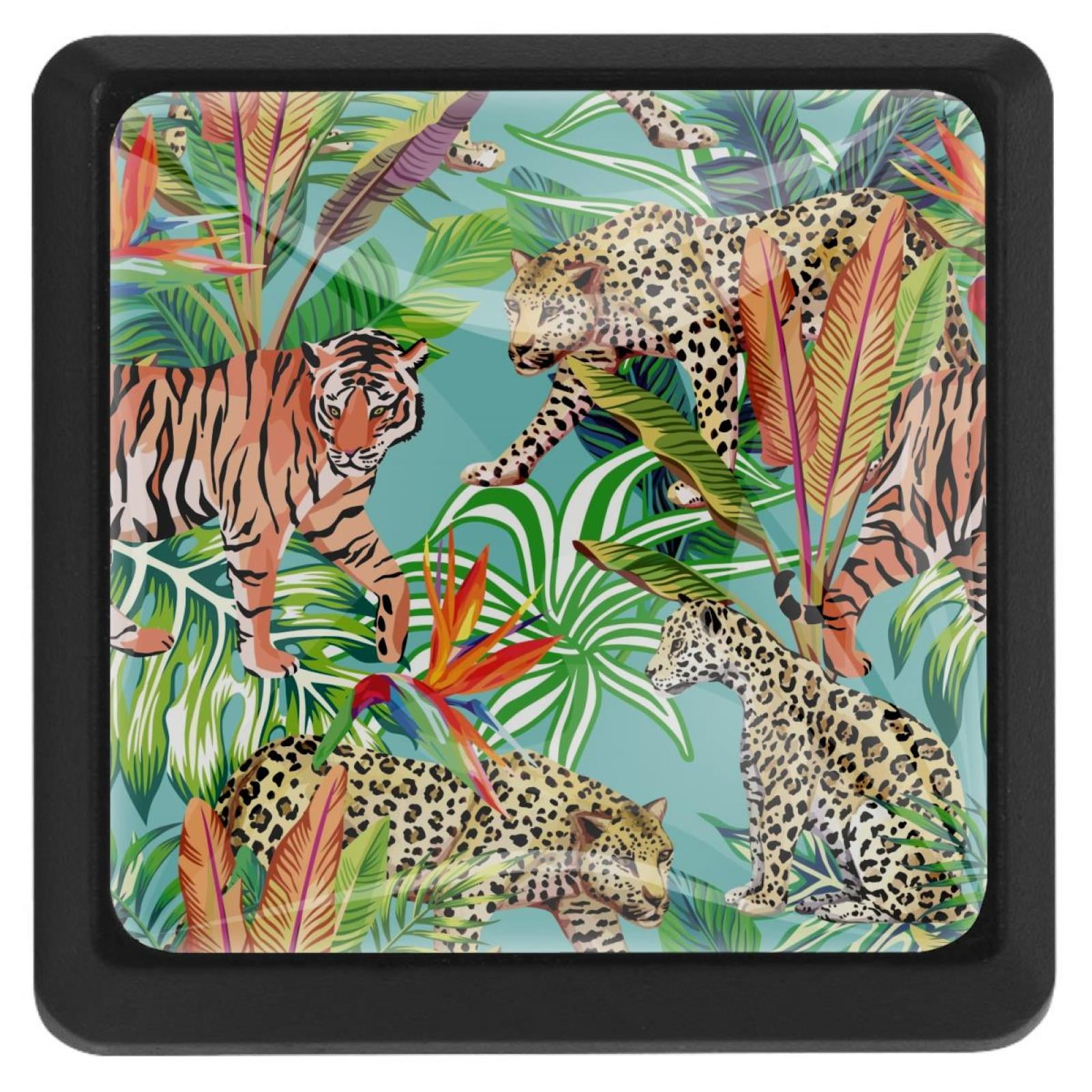 3 Pack Leopards Square Cabinet Door Knobs Decor for Cupboard Dressing ...