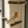 Raw Bark Natural Wood Dual Rod Parrot Hanging Swing Perch, Metal Linked ...