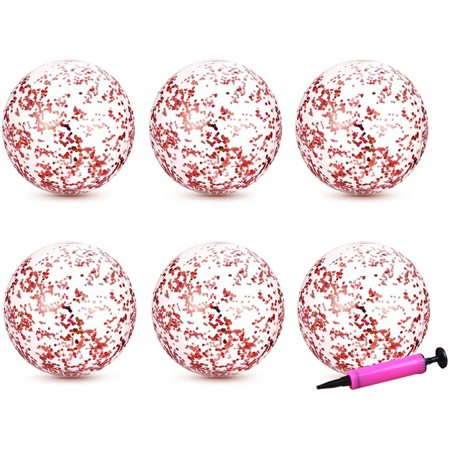 Glitter Beach Balls 24 Inch 3 Pack, Inflatable Beach Ball with Confetti ...